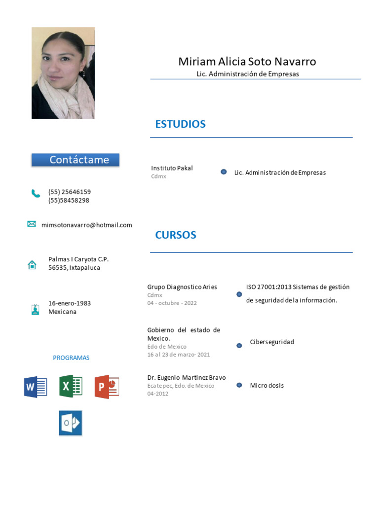 CV Miriam Alicia So To Navarro | PDF | Informática