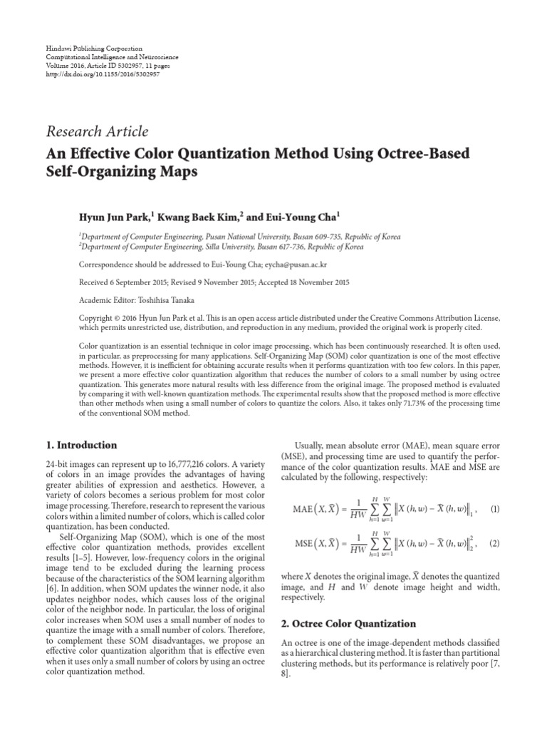 An Effective Color Quantization Method Using Octre Pdf Signal Processing Multidimensional 2822