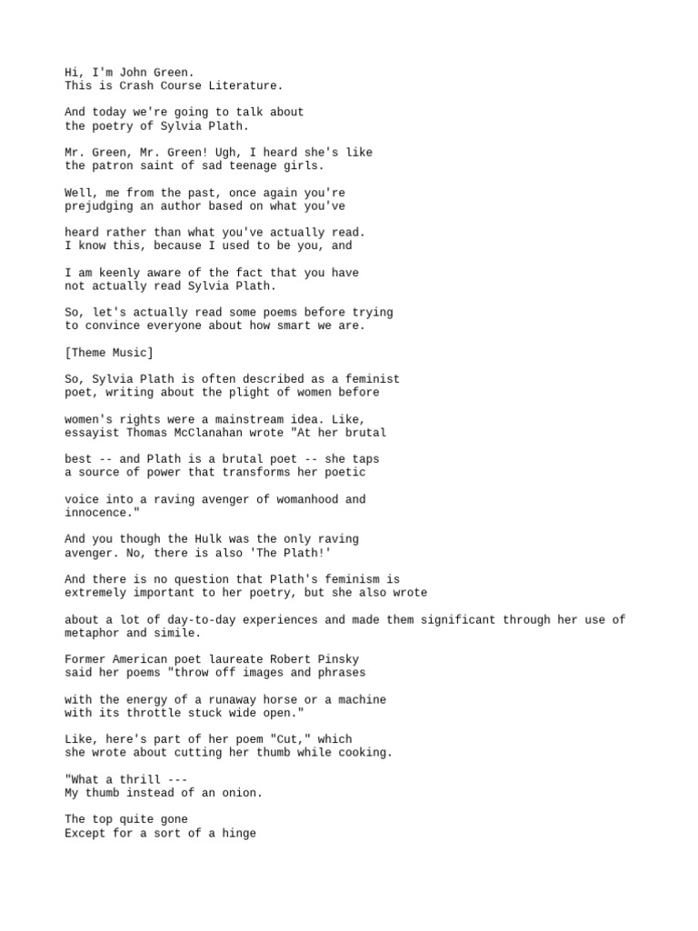 (English) The Poetry of Sylvia Plath - Crash Course Literature 216 ...