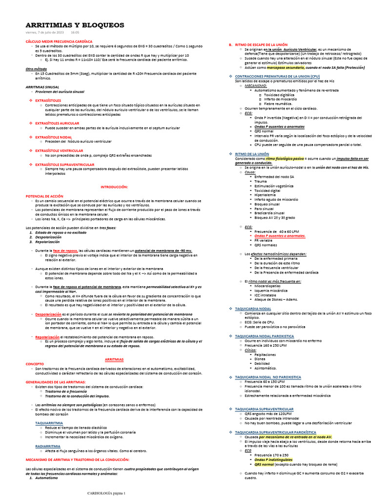 Arritimias y Bloqueos | PDF | Electrocardiografia | Corazón