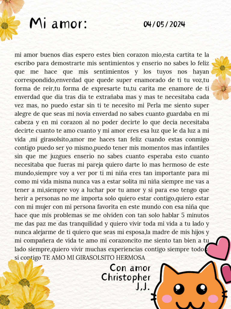 Documento A4 de Carta de Amor para Alguien Especial Ilustrada | PDF ...