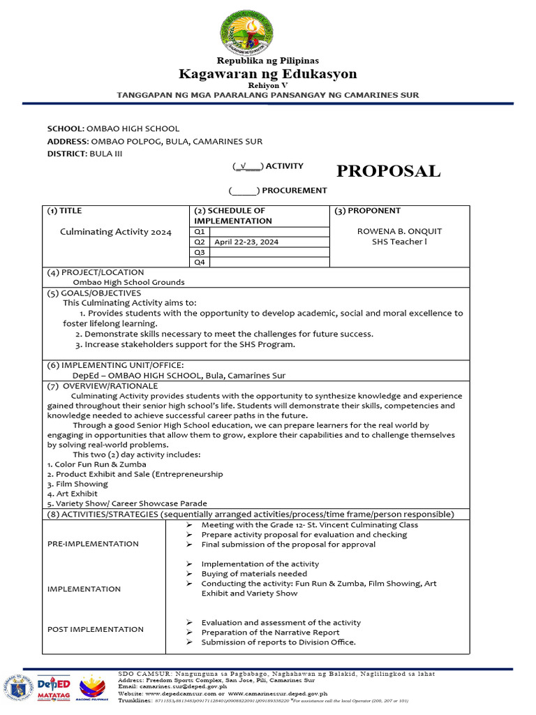 Activity Proposal | Download Free PDF | Cognition