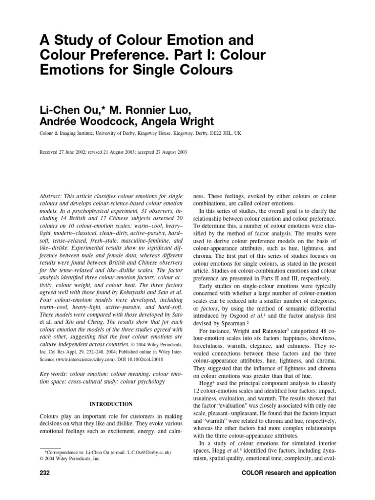 A Study of Colour Emotion and Colour Pre | Download Free PDF | Factor ...