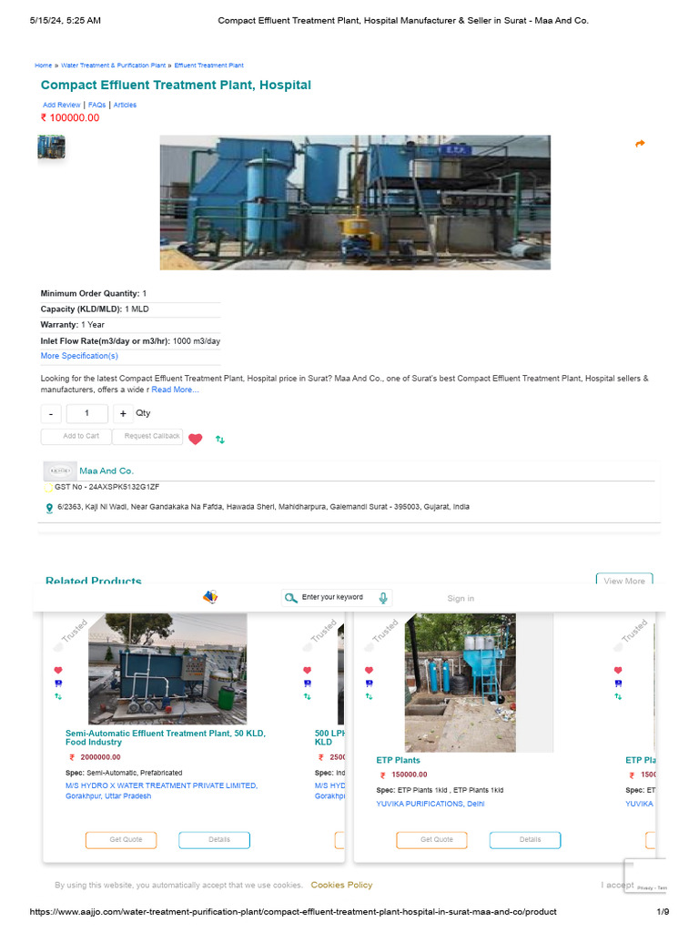 Compact Effluent Treatment Plant, Hospital Manufacturer & Seller in ...