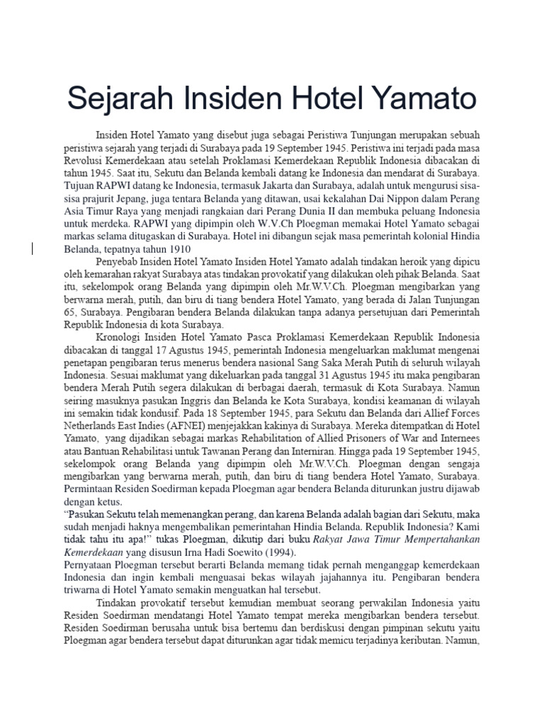 Sejarah Insiden Hotel Yamato | PDF | Perjalanan | Sejarah