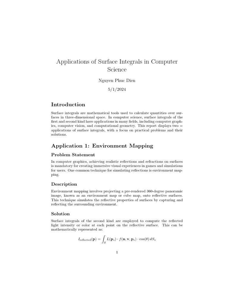Application of Surface Integrals in Computer Science | PDF | Image Segmentation | Integral