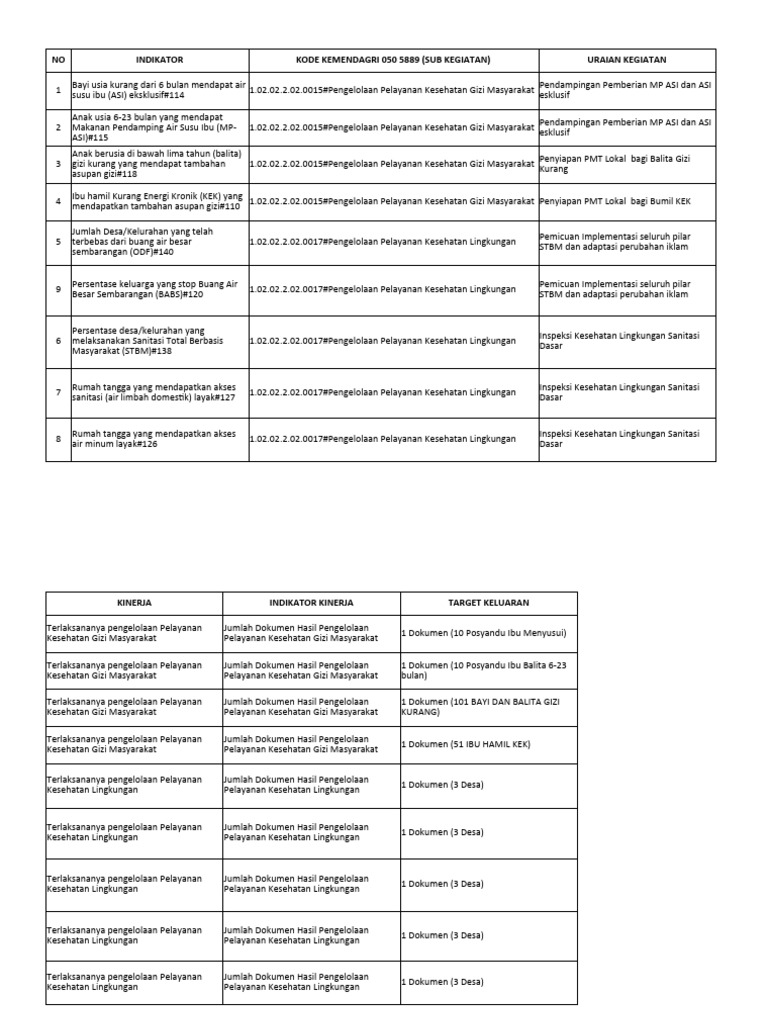 Template Data Pemetaan Program Mamuju (KESEHATAN) | PDF