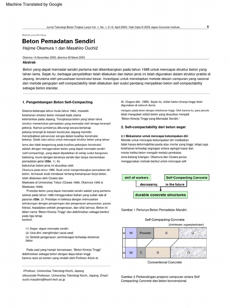 Beton Pemadatan Sendiri oleh Okamura | PDF