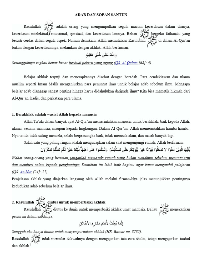 Adab Dan Sopan Santun | PDF