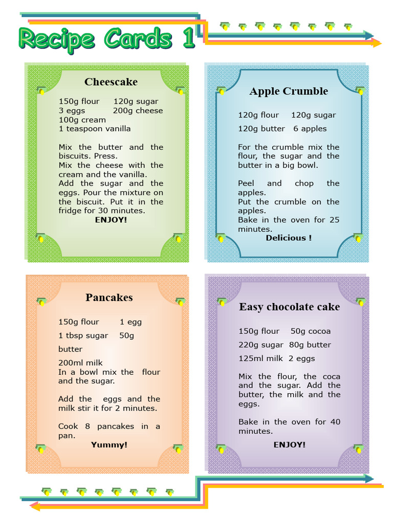 Recipe Information Gap Activities 127435 | PDF | Cakes | Foods