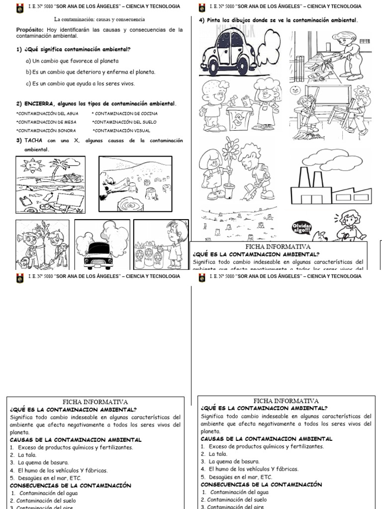 La Contaminación - Causas y consecuencia-FICHA | PDF | Contaminación ...