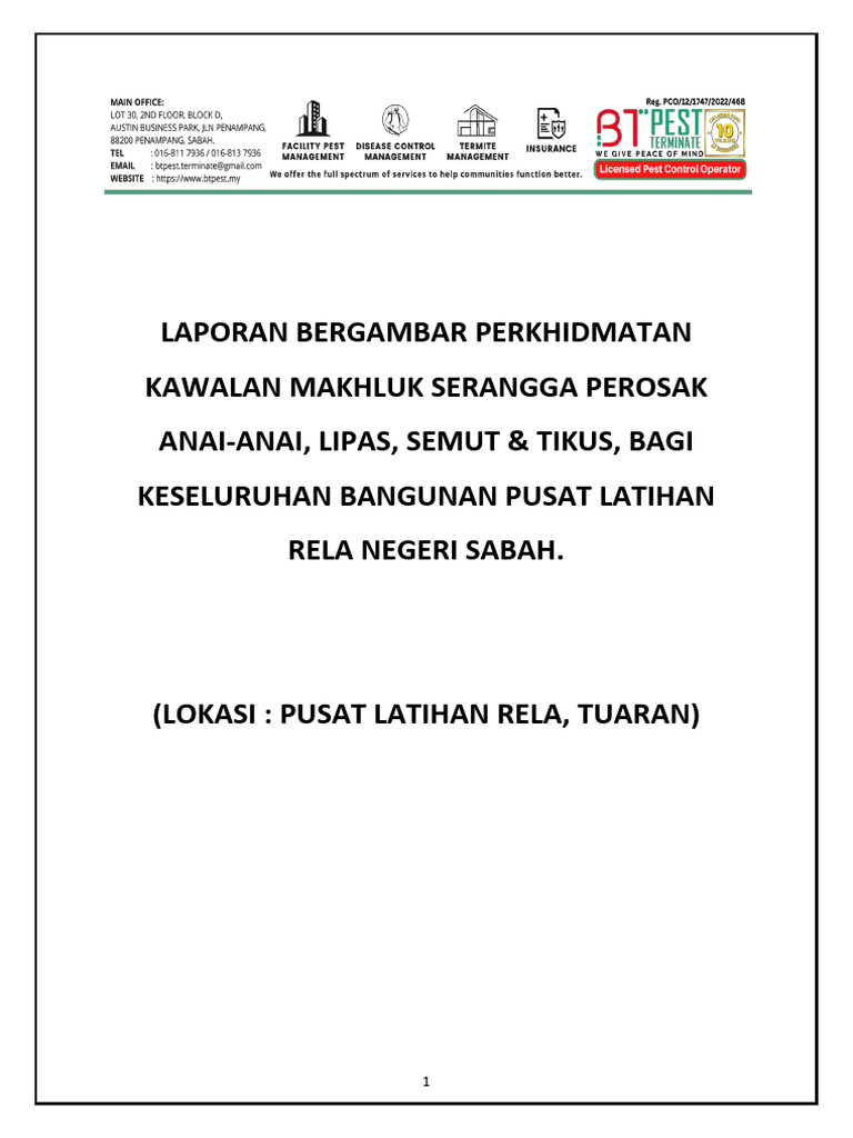 Contoh Laporan Pest Control | PDF