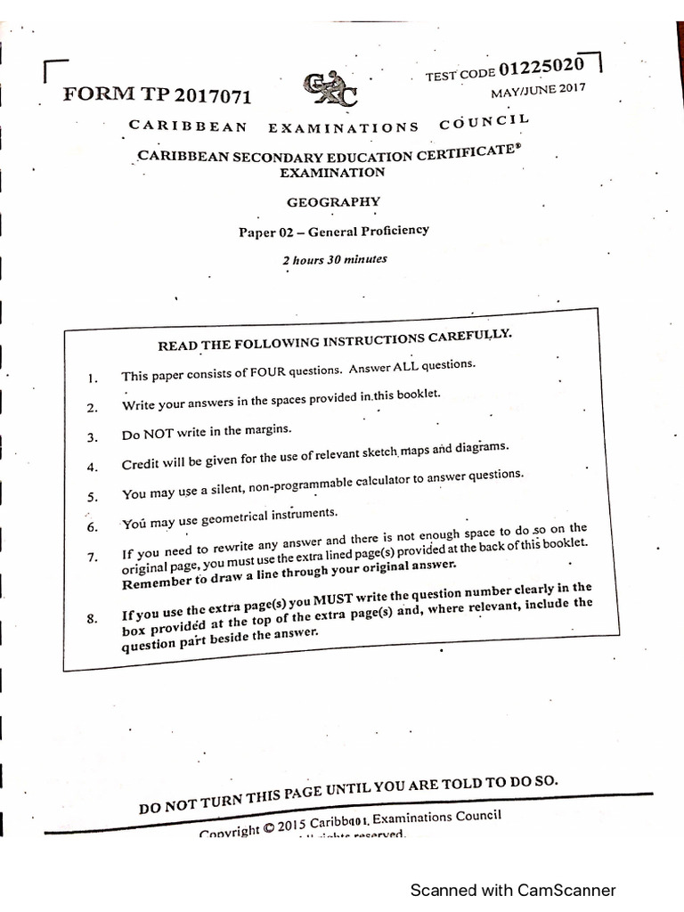 CSEC Geography June 2017 Paper 2 | PDF