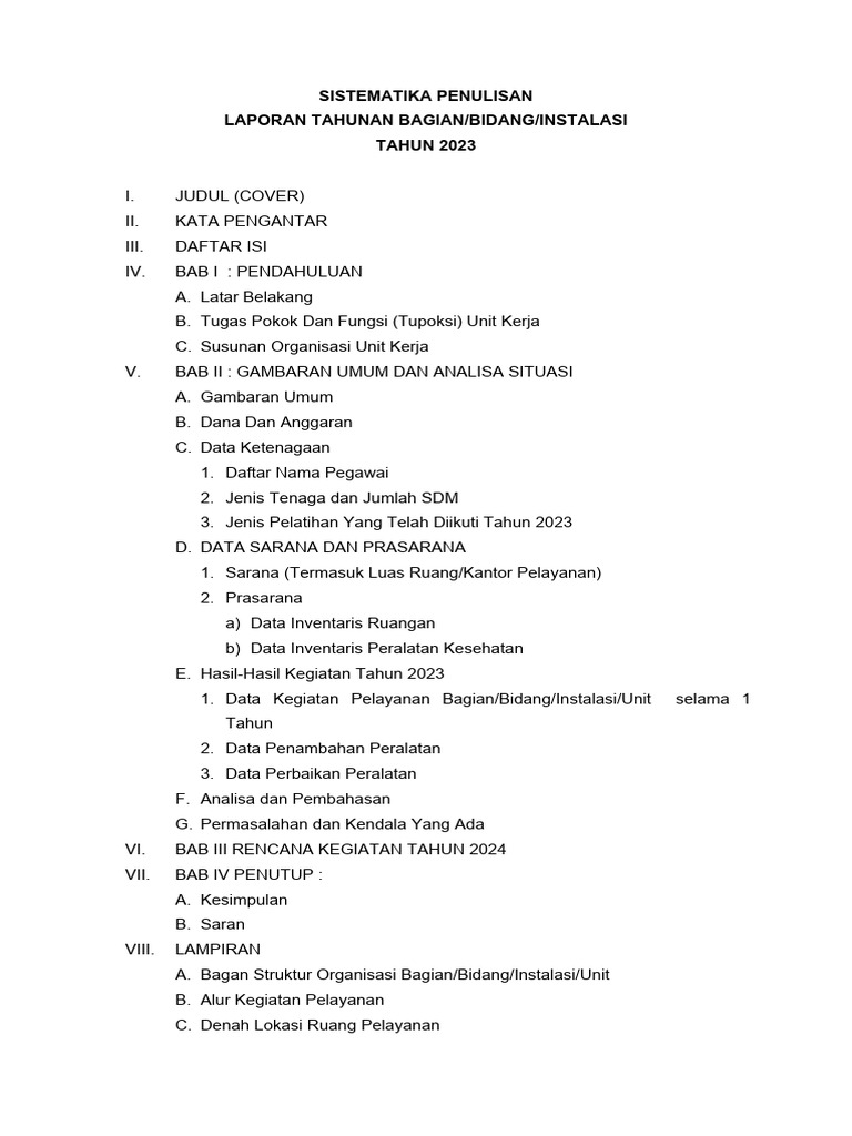 SISTEMATIKA PENULISAN - Laporan 2023 | PDF | Teknologi & Rekayasa