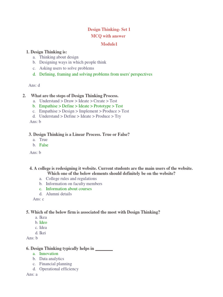 Idt Questionbank Module 1 and 2 | PDF | Design Thinking | Prototype