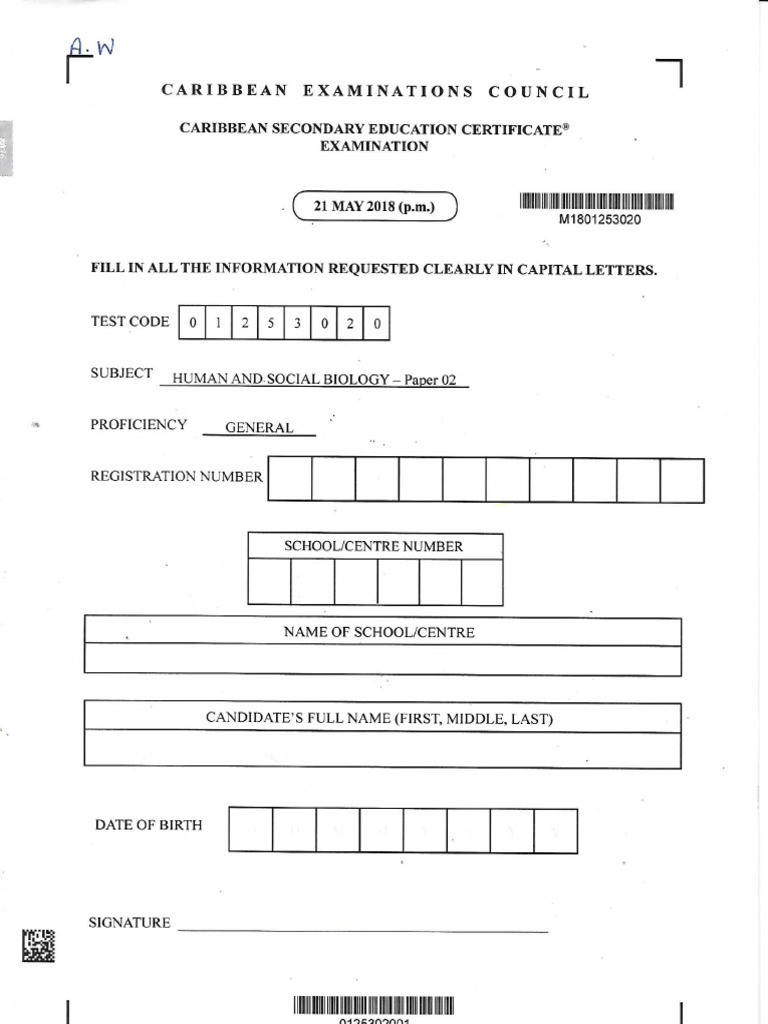 CSEC HSB June 2018 Paper 2 | PDF