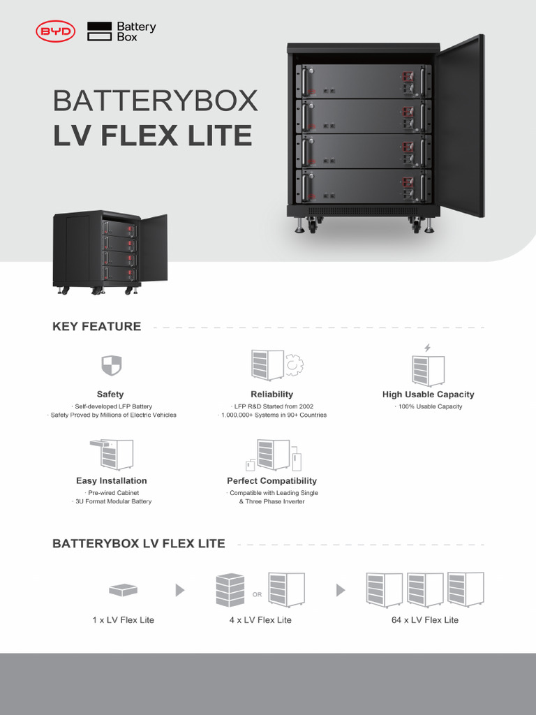 BYD B-BOX Datasheet - 48V 100ah 5kW LV FLEX LITE | PDF