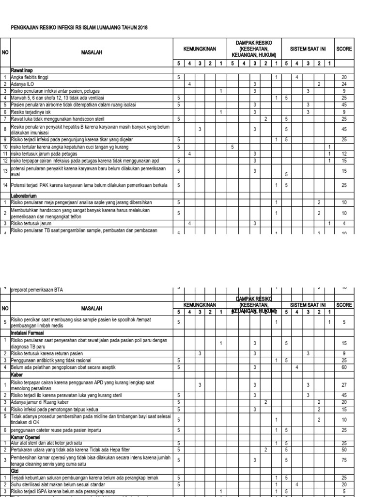 Ppi Pengkajian Resiko Infeksi Rajal 2019 | PDF