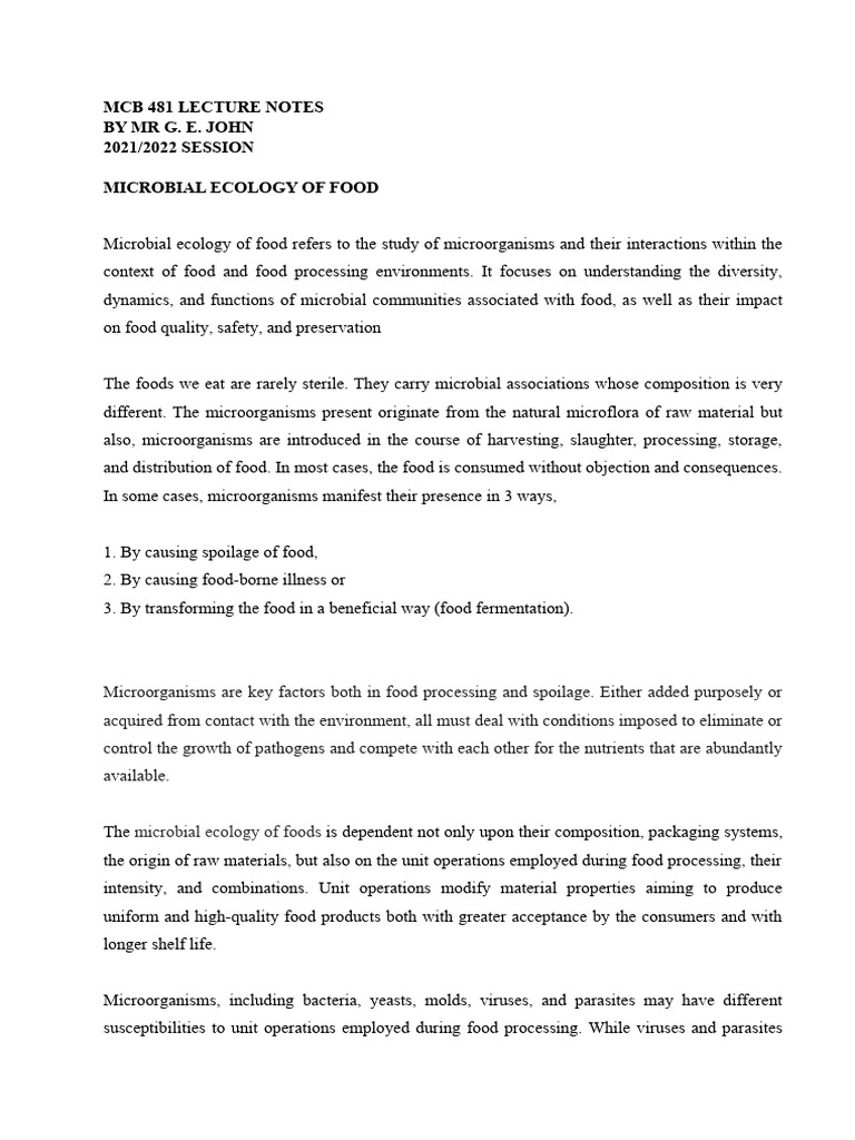 Mcb 481 Summarized Lecture Note Download Free Pdf Microorganism