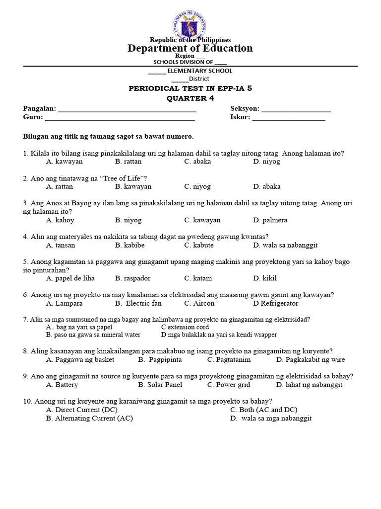 Epp-Ia5 - 4Q - To Be Upload | PDF