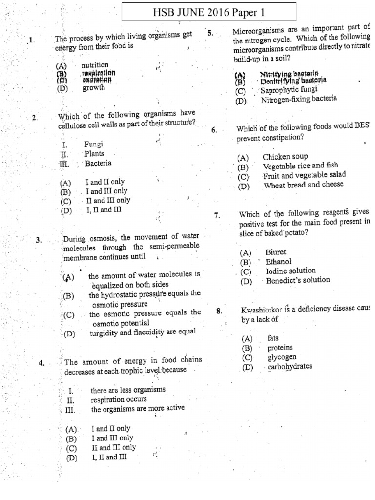 CSEC HSB June 2015 Paper 1 | PDF