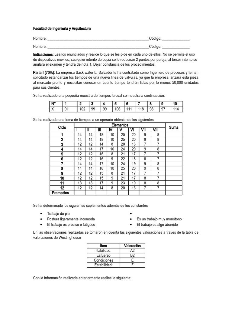Ejercicio Aplicativo Del Emtodo Del Cronometro | PDF | Informática
