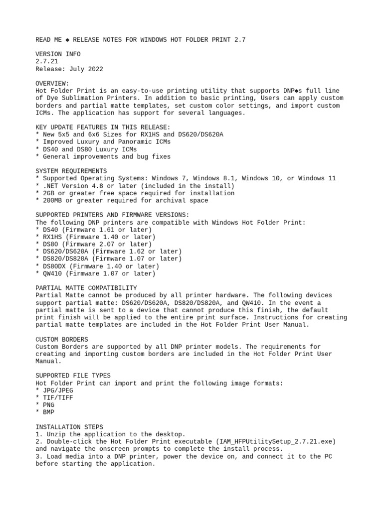 HFP 2.7.21 Release Notes | PDF | License | Microsoft Windows