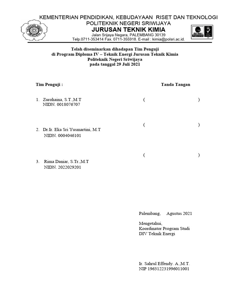 Lembar Penguji | PDF | Teknologi & Rekayasa