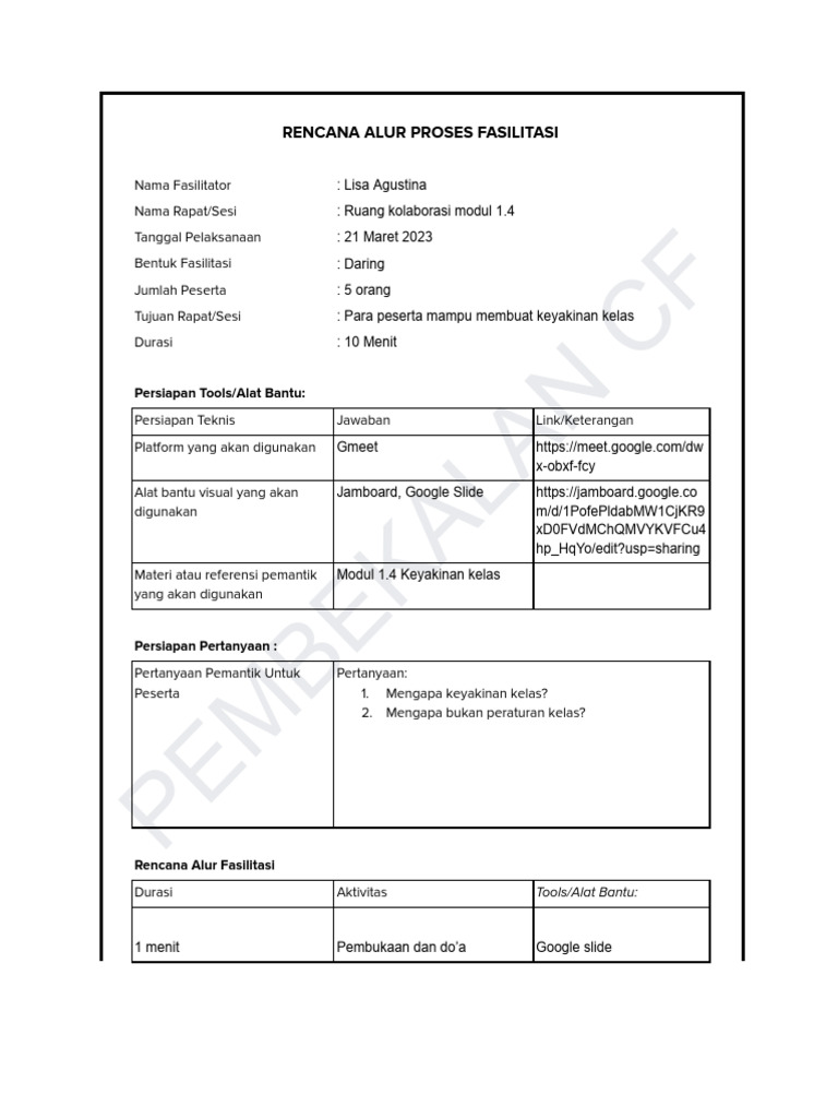 Salinan Dari Pembekalan CF - Templat Rencana Fasilitasi - Lisa Agustina ...