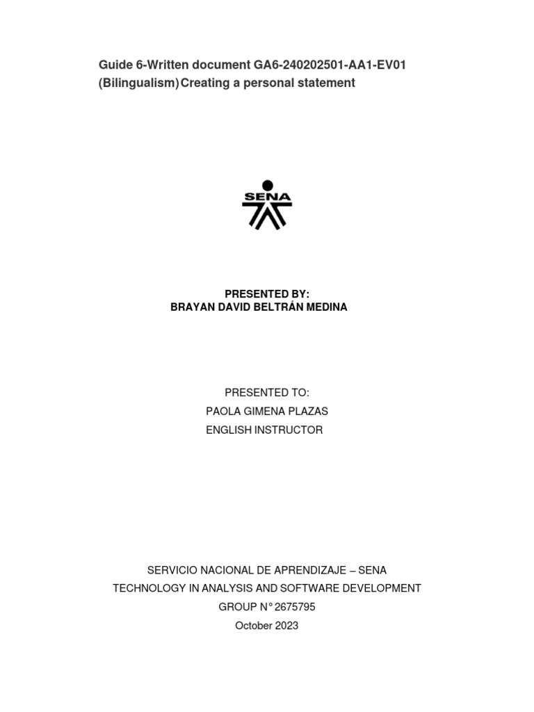 Guía 6-Documento Escrito GA6-240202501-AA1-EV01 Brayan | PDF | Knowledge | Goal