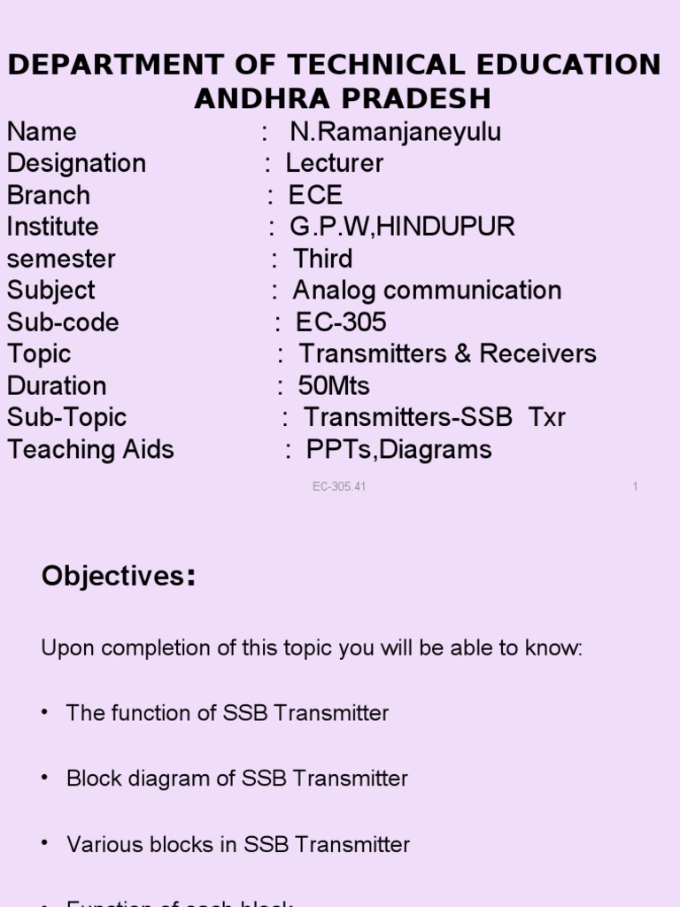 EC305 | PDF | Modulation | Transmitter