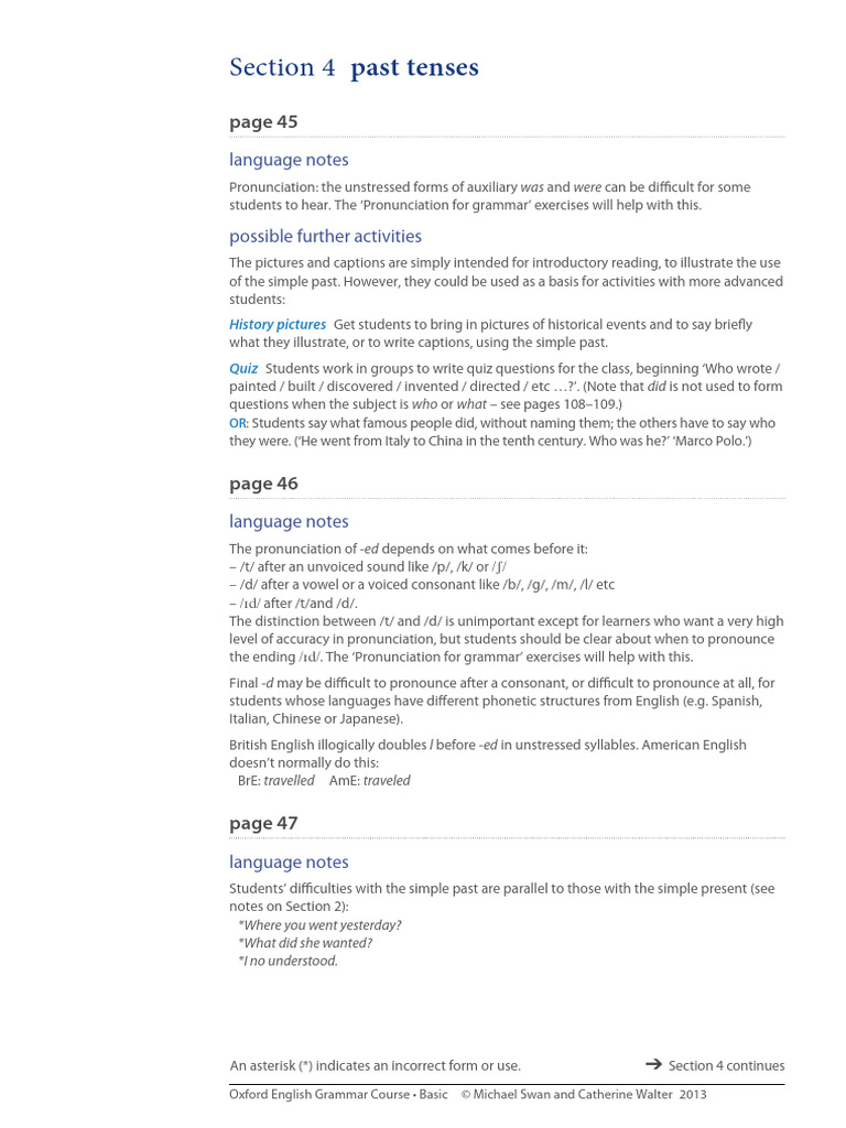 Oxford English Grammar Course Basic - Teacher's Guide - 04 Past Tenses | PDF | English Language ...