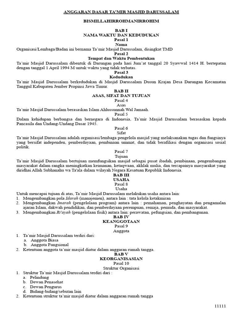 Ad - Art Ta'mir Masjid Darussalam - Sah | PDF