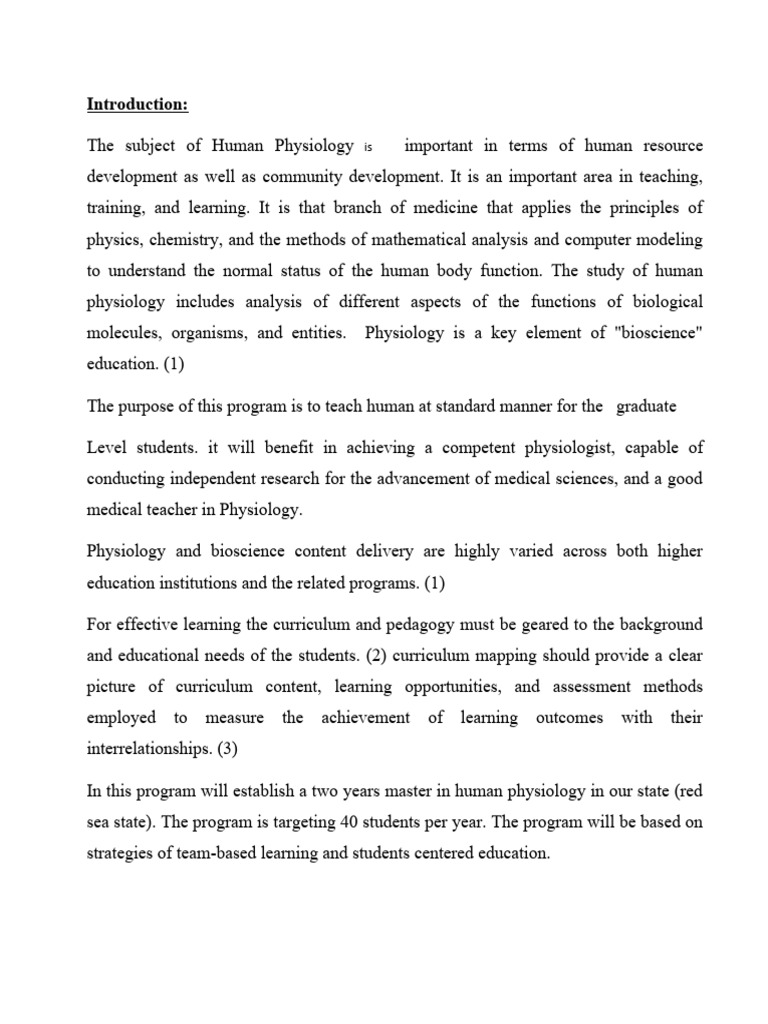 Master's Program in Human Physiology | PDF | Physiology | Curriculum