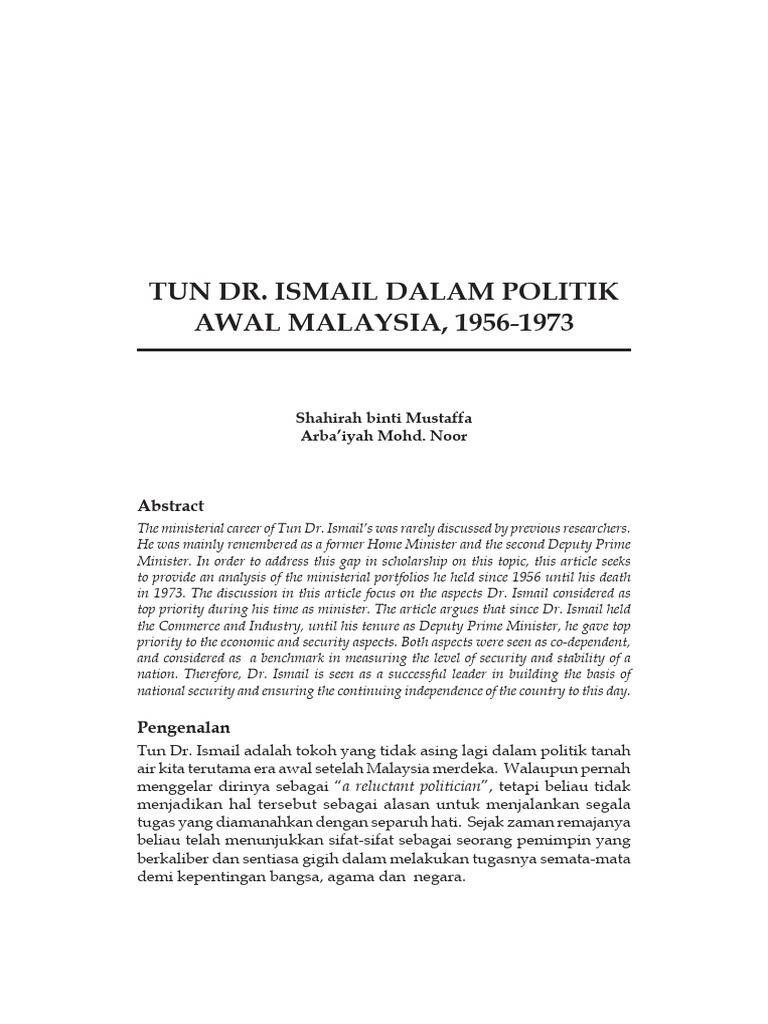 Tun Dr. Ismail Dalam Politik Awal Malaysia, 1956-1973 147 | PDF