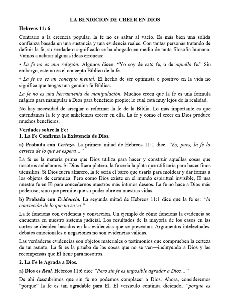 La Fe: Clave para Creer en Dios | PDF | Fe | Dios