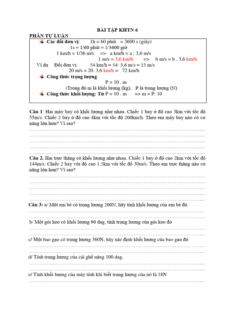 BÀI TẬP KHTN 6 | PDF