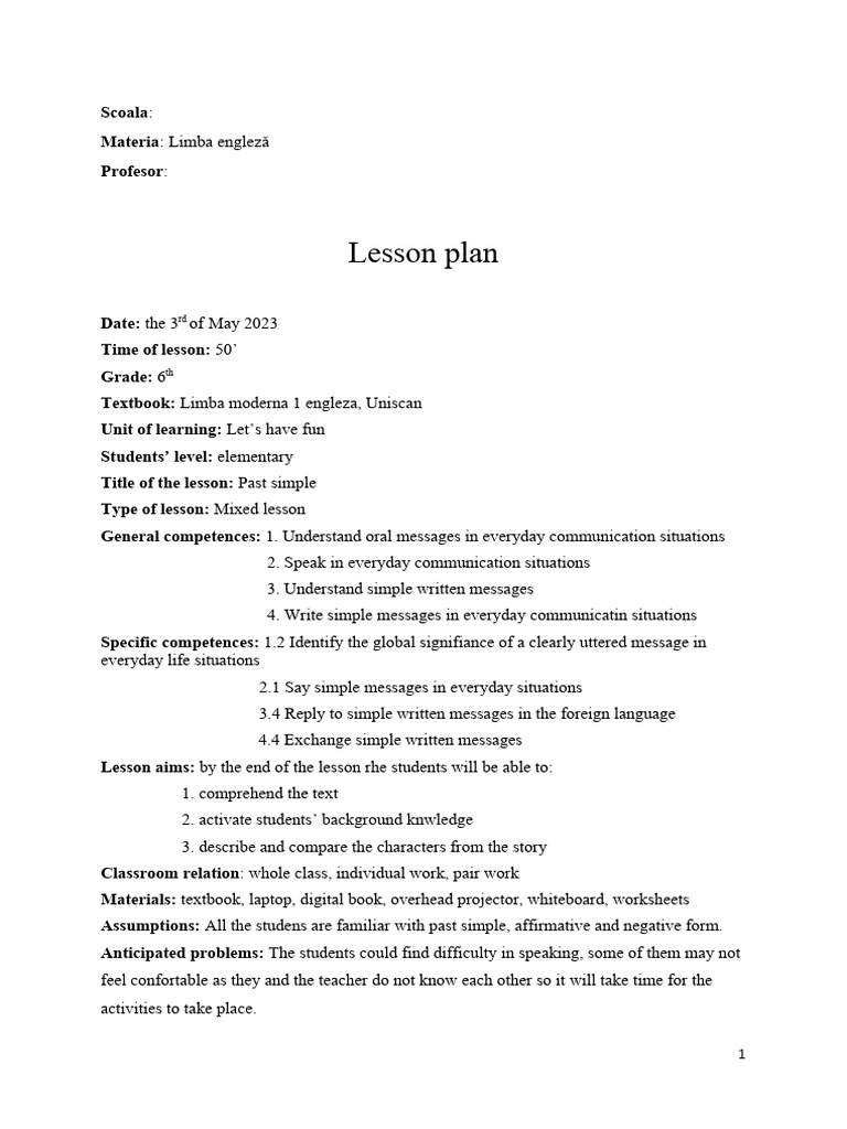 6 lesson plan | PDF | Communication | Lesson Plan