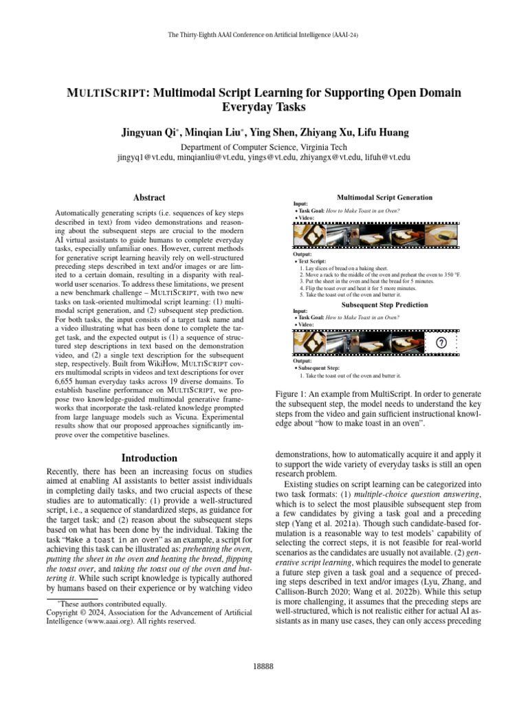 MULTISCRIPT Multimodal Script Learning For Supporting Open Domain Everyday Tasks | PDF ...