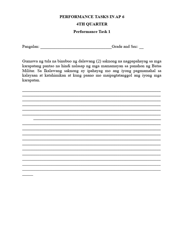 performance task ap 6 q4 | PDF