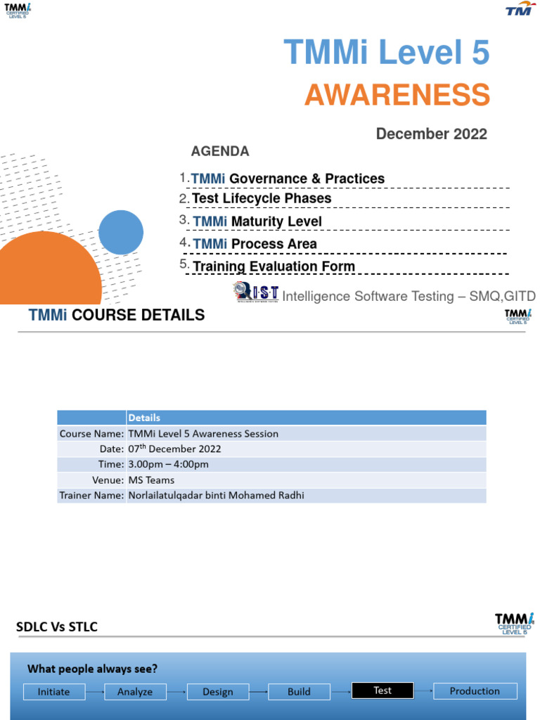 TMMi Level 5 Awareness 6.0 07122022 | PDF | Software Testing | Software ...