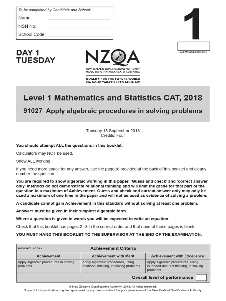 Cat A 2018 | PDF | Mathematics | Equations