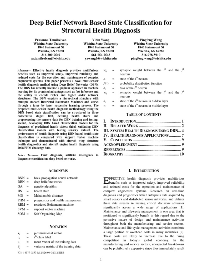 Deep Belief Network Based State Classification For Structural Health Diagnosis | PDF ...