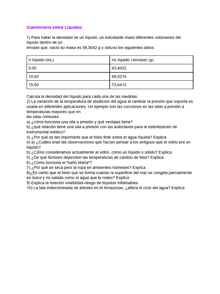 Ficha de Liquidos | PDF