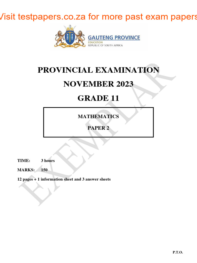 GR 11 Mathematics P2 (English) 2023 Question Paper | PDF | Circle | Area