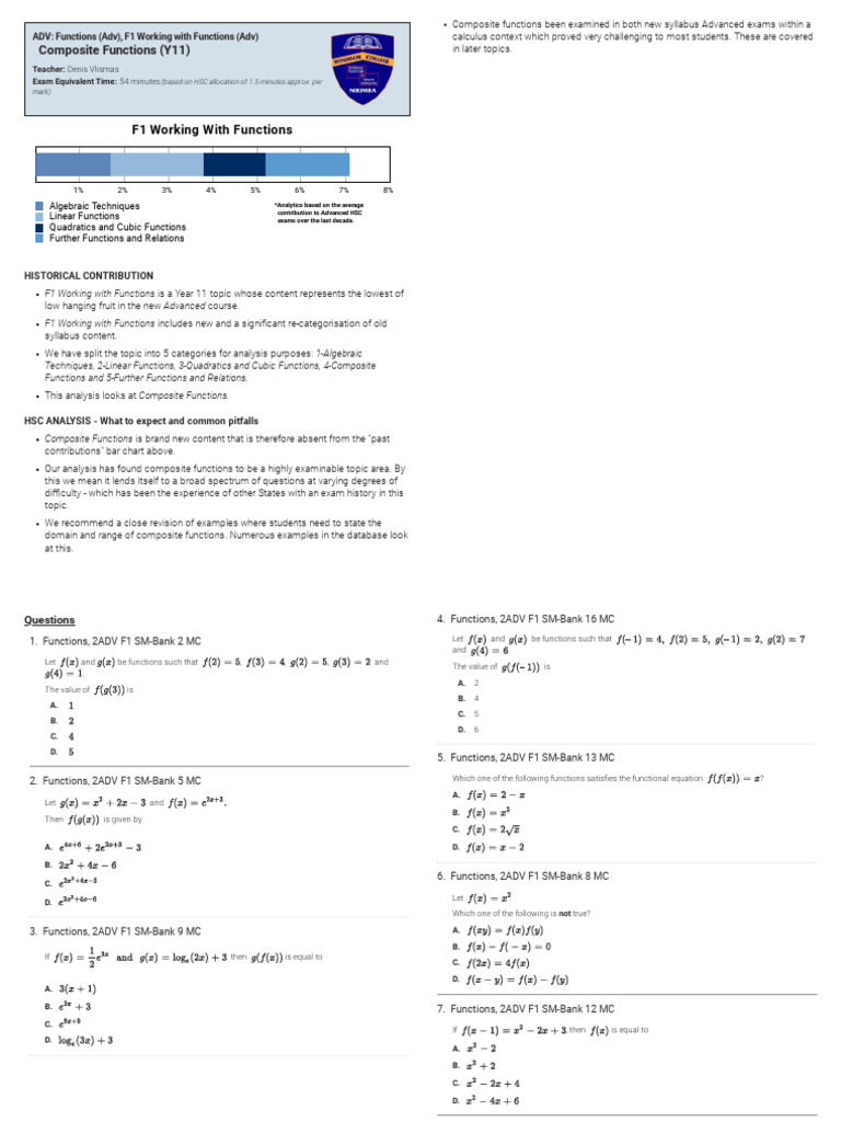 Composite Functions (Y11) | PDF | Function (Mathematics) | Mathematical Analysis
