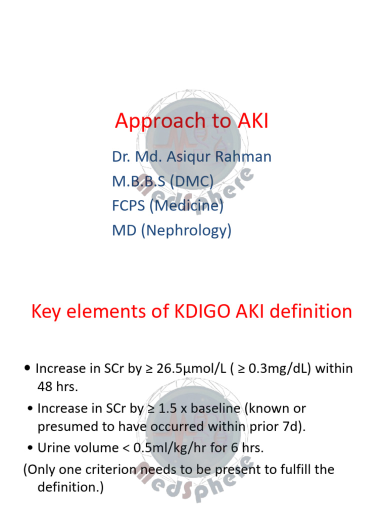 Approach To AKI | PDF | Intravenous Therapy | Medical Specialties