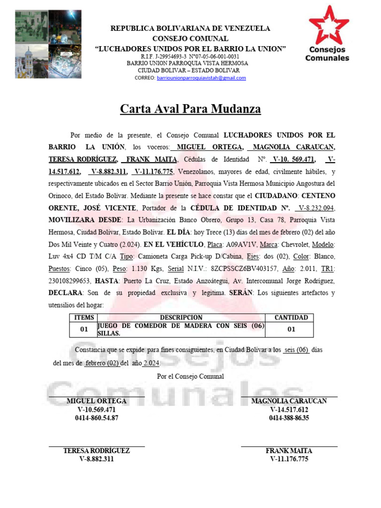 Permiso de Mudanza | PDF