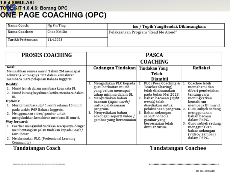 1.6.4 (6) - Borang OPC | PDF