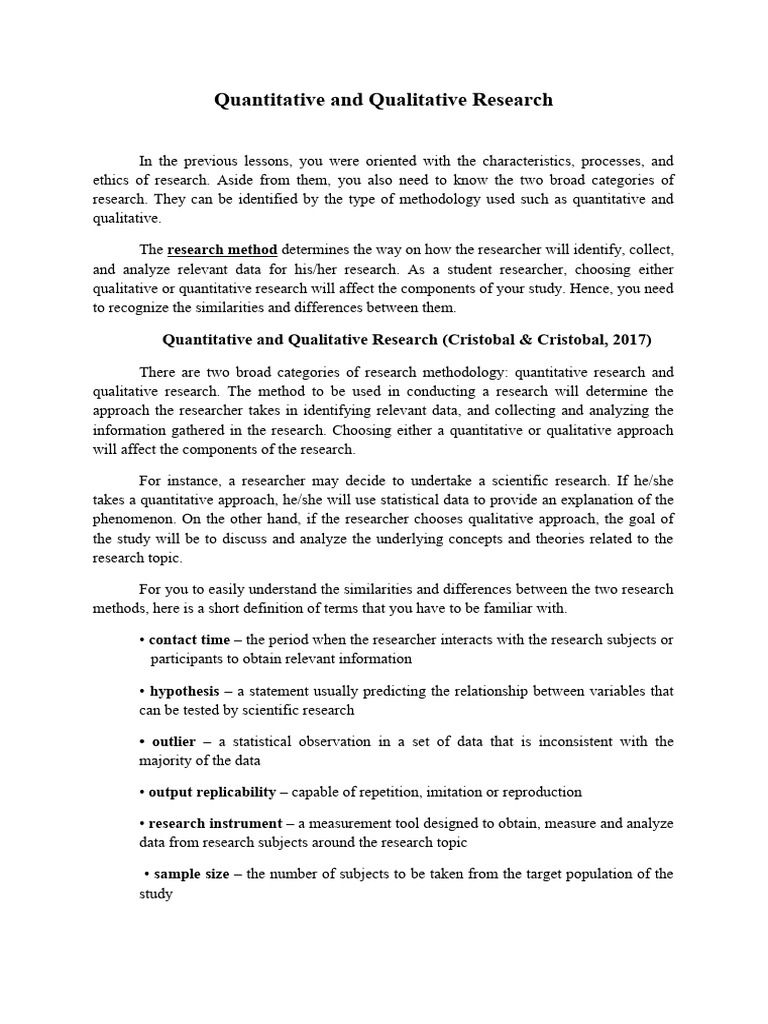 Qualitative Vs Quantitative Notes and Activity Sheets | Download Free ...